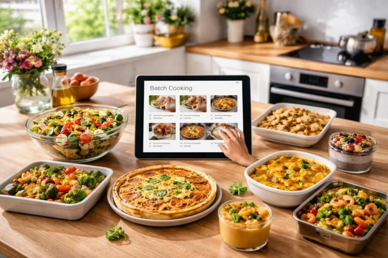 Batch cooking du dimanche : 8 plats suivis au doigt sur tablette tactile